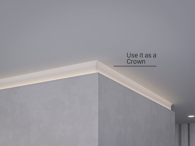 2 3/8" (60 mm) Tall and 9' 10-1/8" (3 m) White Aluminium Recessed ...
