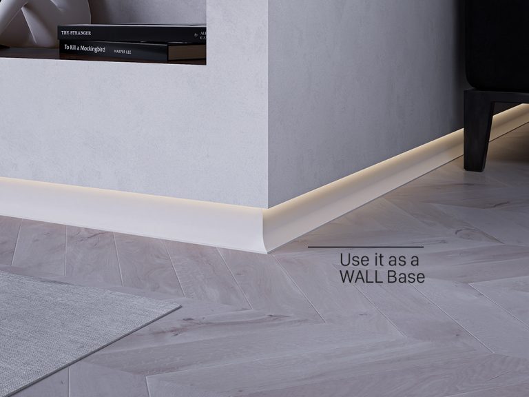 2 3/8" (60 mm) Tall and 9' 10-1/8" (3 m) White Aluminium Recessed ...