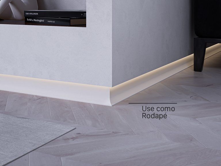 Rodapé inverso curvo de alumínio preto - Santa Luzia